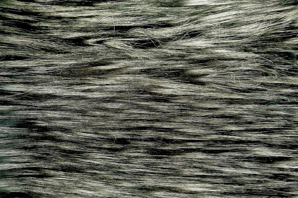 Silver Strand On Black Faux Fur | Rainbow Fabrics Sydney